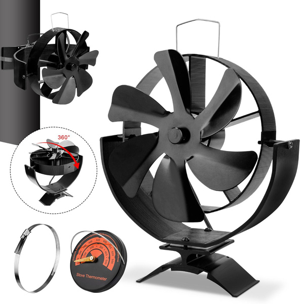 360° Rotatable 6 Blades Heat Powered Stove Fan Silent Operation ...