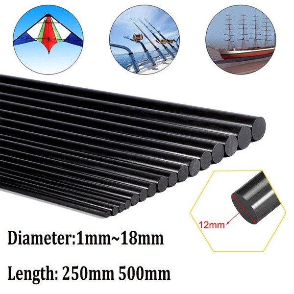 10pcs~1pcs Solids Carbon Fiber Rod 18mm 14mm 12mm 8mm 3mm Reinforcement ...