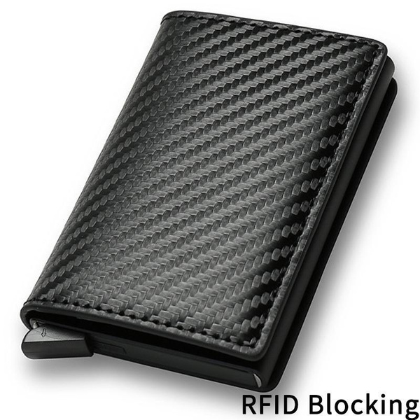 RFID Blocking Protection Men ID Credit Card Holder Wallet Leather Metal ...