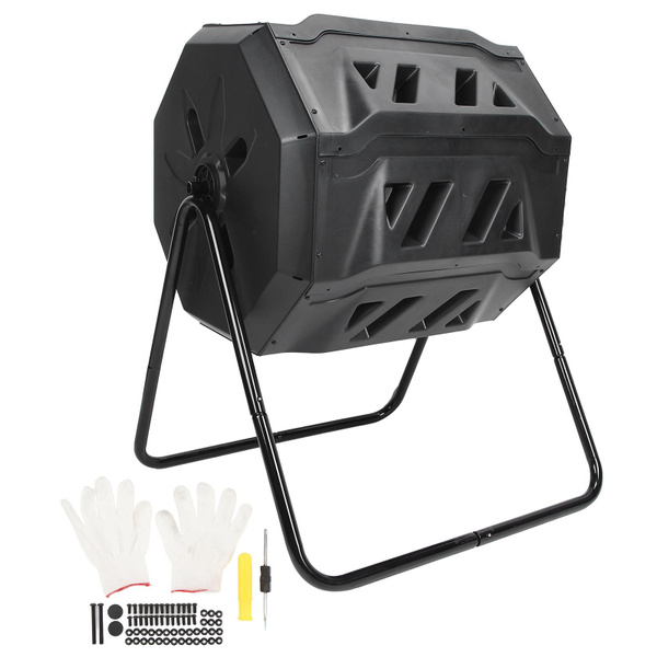Sturdy Black PP Plastic 43 Gallon Tumbling Composter for Outdoor ...