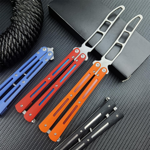 Foldable Butterfly Balisong Trainer, NOT Real NOT Sharp Blade G10 ...
