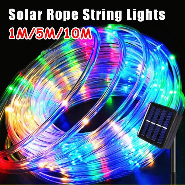 1M/5M/10M Solar Powered LED Rope Strip Lights Tube String Lights ...