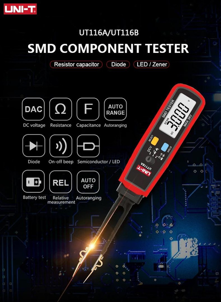 SMD Tester 36V Voltage Battery Measurement Rotable Tweezer LED Diode ...