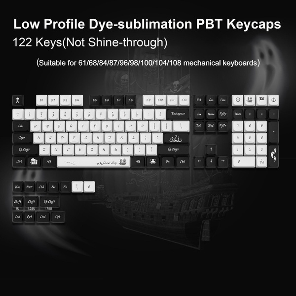 122 Key The Ghost Dye Sub Low Profile Keycap PBT Keycaps For 61/84/104 ...