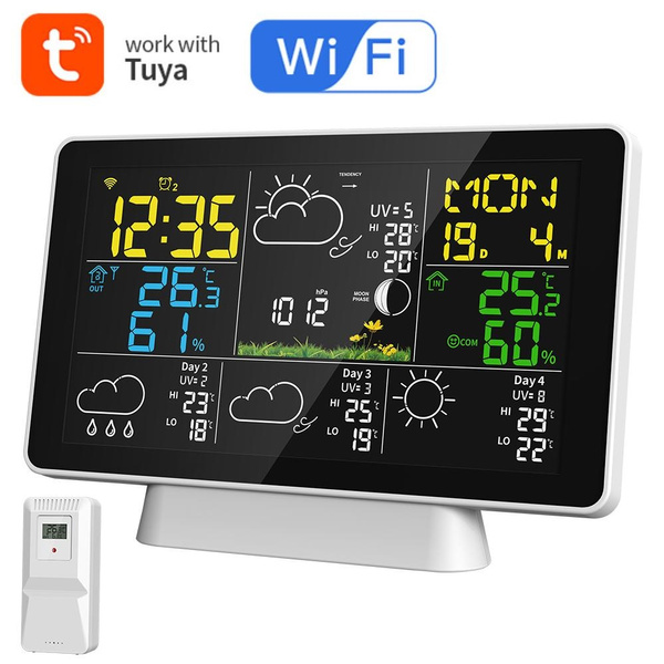 WiFi Color Screen Smart Weather Station Temperature and Humidity Meter ...