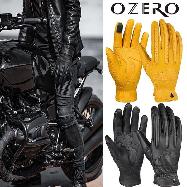 OZERO New Men Touch Screen Gloves Leather Motorcycle Glove Outdoor Full Finger Cycling Mountain ...