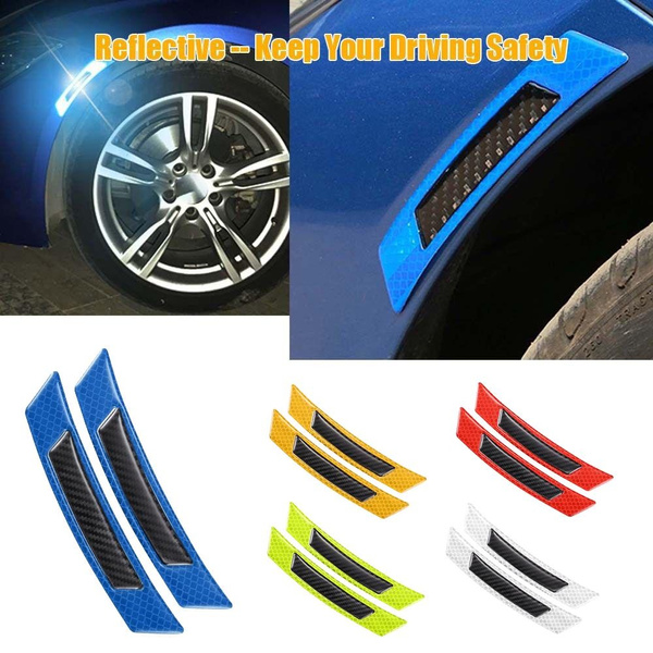 2PCS Reflective Car Wheel Eyebrow Edge Protection Stickers Safety ...