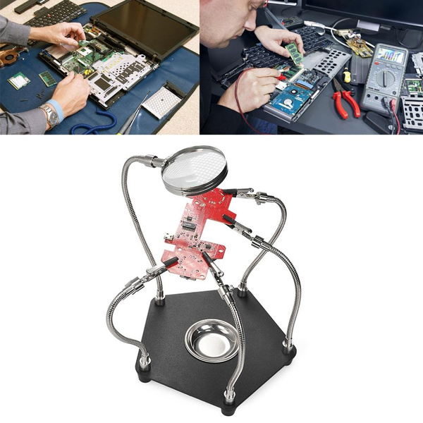 Flexible Welding Third Hand HeatGun Holder with 3X LED Magnifier for ...