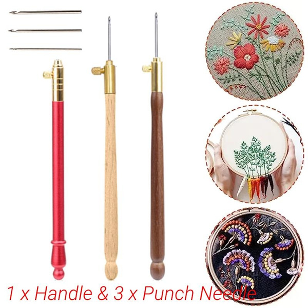 Embroidery Punch Needle with 3 Needles Punch Pen Embroidery Cross ...
