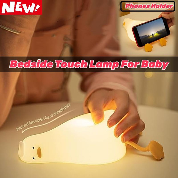 Lying Flat Duck Night Light LED Duck Lamp Cute Light Up Duck Silicone Dimmable Nursery ...