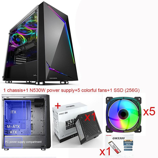Desktop Computer Host Water-cooled Side-permeable Glass E-sports Game ...
