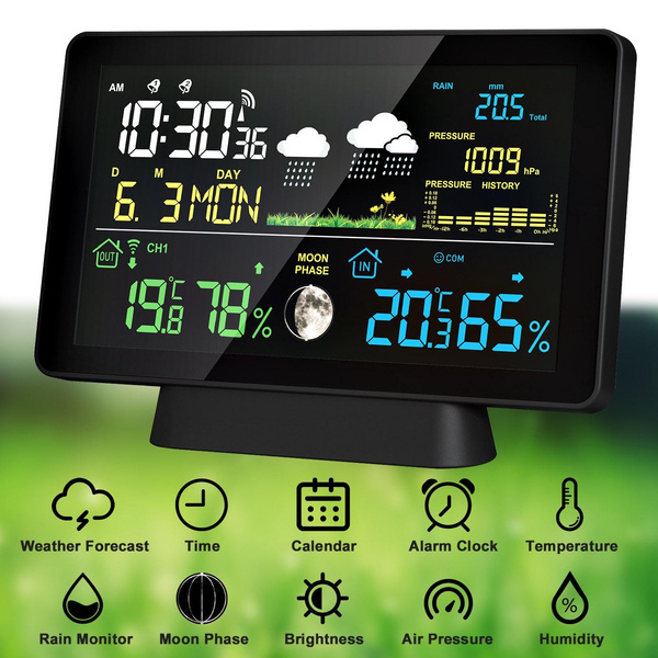 7.5-Inch Color Screen Weather Station Rain Gauge Indoor And Outdoor ...