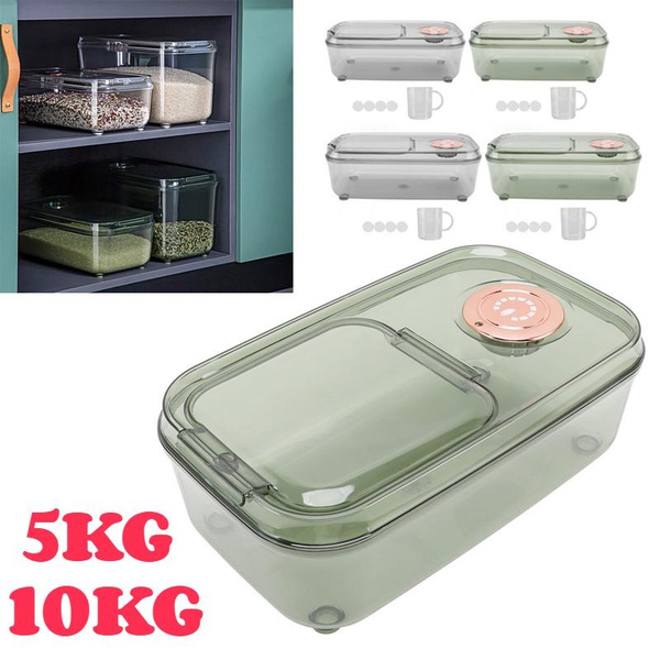 2colors 5/10KG Transparent Rice Grain Storage Container Food Bucket ...
