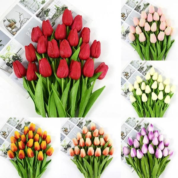Tulip Flower Artificial Tulip Bouquet 10 Pcs PE Foam Fake Flower ...