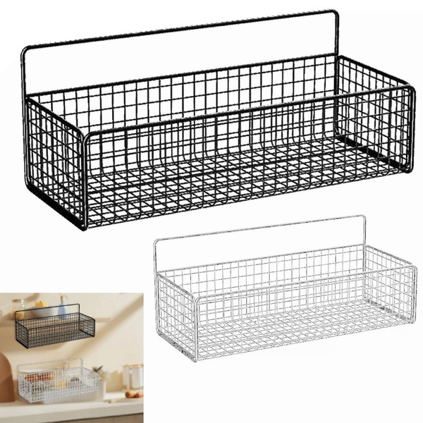 Kitchen Hanging Storage Rack Wall Mounted Storage Basket Punch Hanging ...