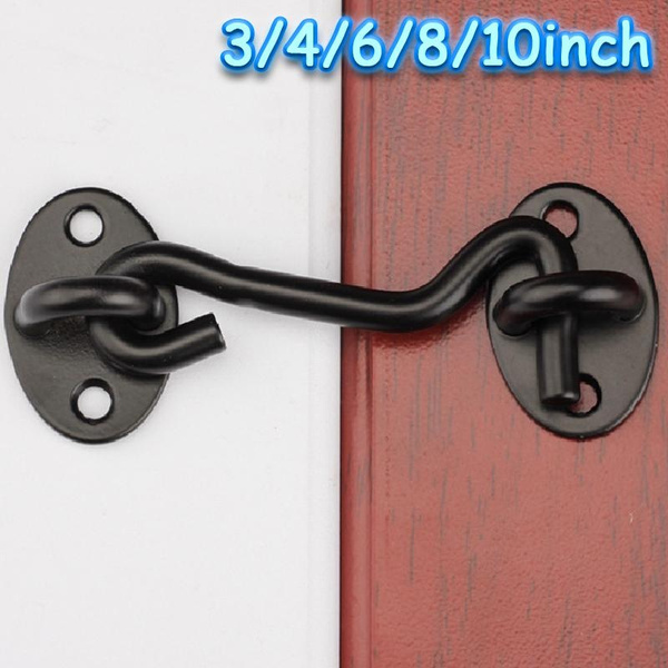 Black Stainless Steel Window Lock With Safety Switch Cabin Window Hook ...