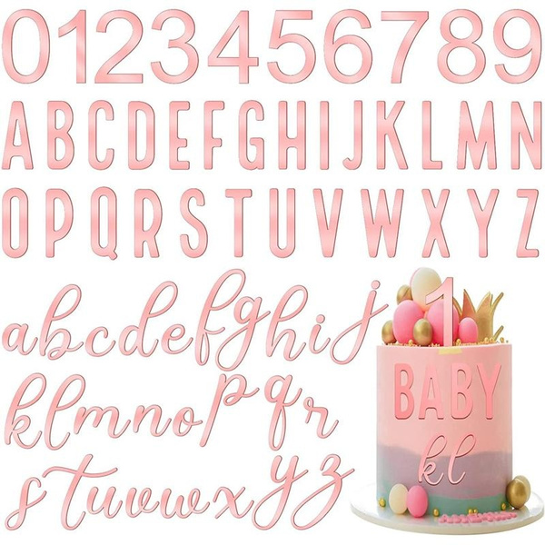 124PCS Acrylic Letters Cake Topper Gold Acrylic Cake Alphabet Numbers ...
