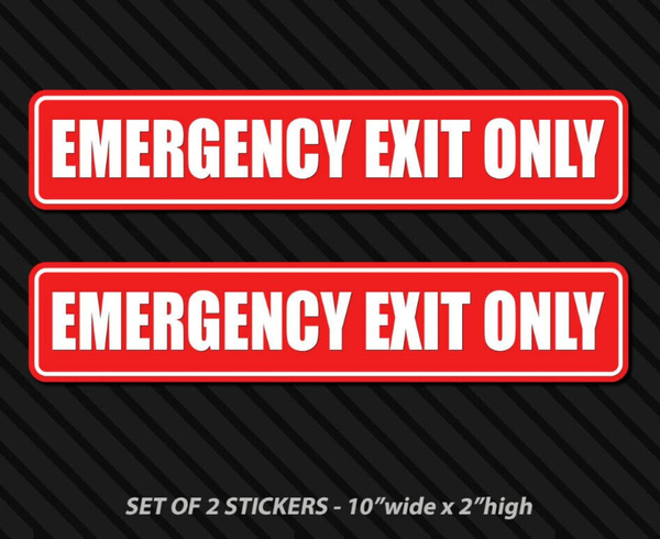 2X Emergency Exit Only Sticker Alarm Door Safety Vehicle Warning ...