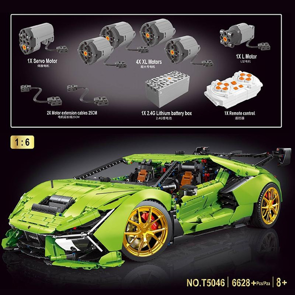 New MOC 1:6 6628pcs Green Super Racing Sport Remote Control Car Model ...