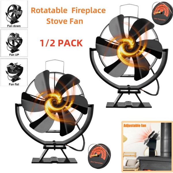 2/1Pack Rotatable Fireplace Fan 6 Blades Chimney Fan Stove Fan ...