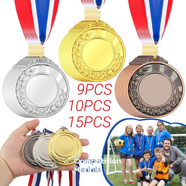 9pcs/10pcs/15pcs Blank Award Medals, Gold Silver Bronze Award Medals ...