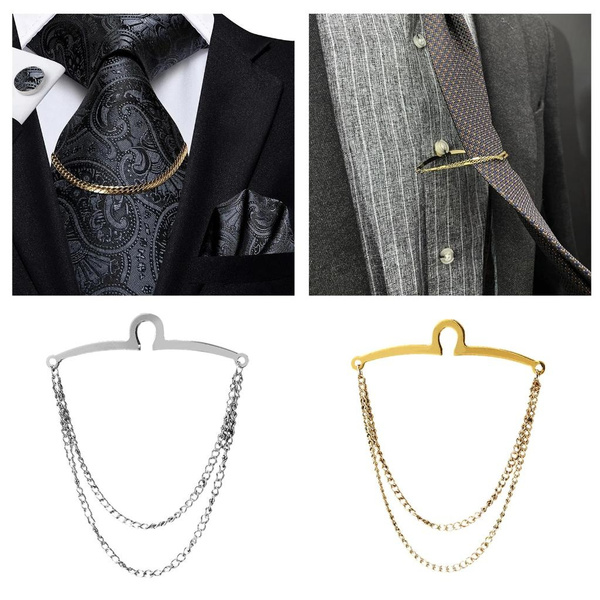 Men Tie Chain Double Chains Shirt Blouses Necktie Link Chain Buckle ...