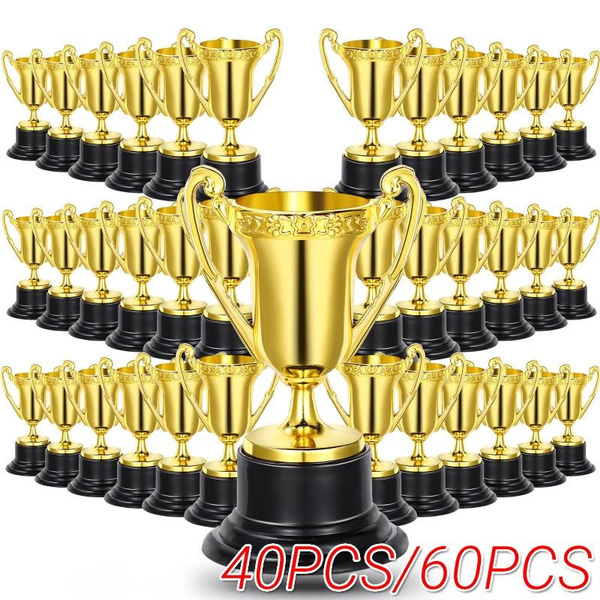 40pcs/60pcs Gold Award Trophy Cups Plastic Gold Trophies Mini Awards ...