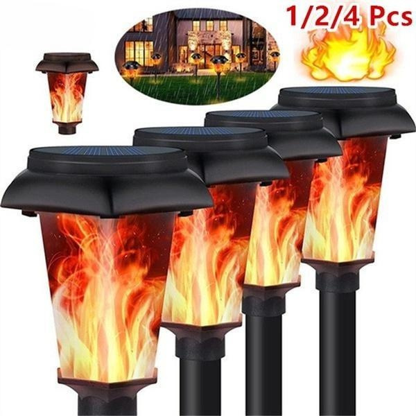 1/2/4 Pack Solar Torch Light with Flickering Flame Solar Flame Lights ...