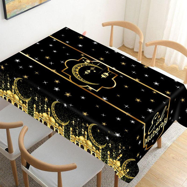 Eid Mubarak Tablecloths Waterproof Polyester Ramadan Kareem Table ...