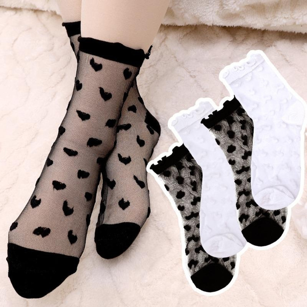 Lace Mesh Transparent Women Socks Summer Fashion Elasticity Silk Sock ...