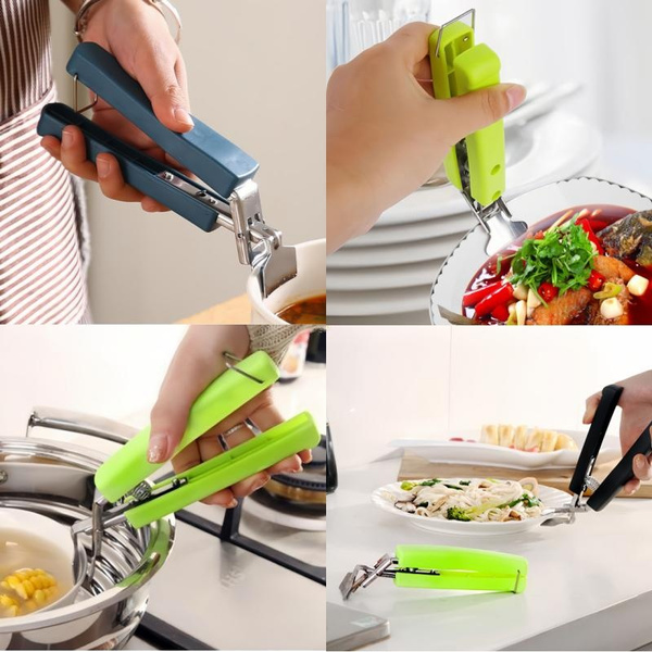 Anti-hot Plate Gripper Bowl Clip Stainless Steel Folding Lifter Tongs ...