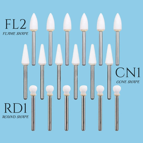 12Pcs/Pack Dental White Stone Polishing FG Burs Polishing FG Burs Cone ...