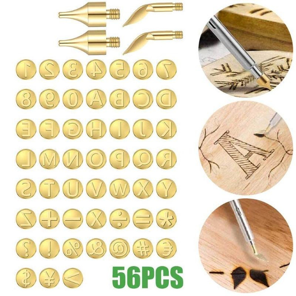 56 Pieces Wood Burning Tip Letter Wood Burning Tip Set Including ...