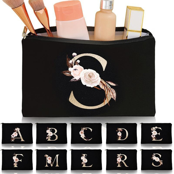 Women‘s Fashion Letters Floral Print Cosmetic Bags ,Travel Makeup Pouch ...