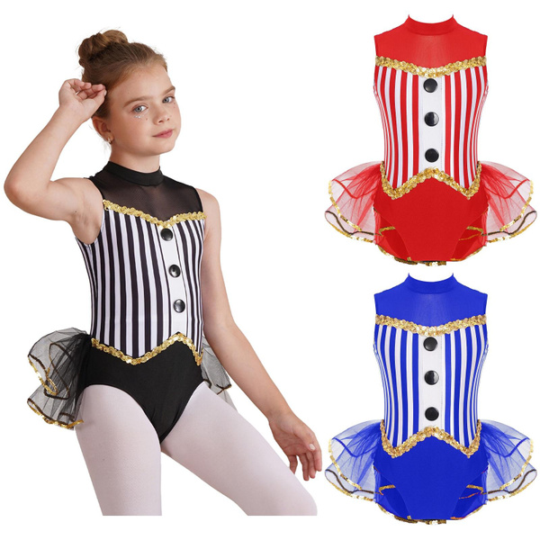 Kids Girls Gymnastic Leotard Ballet Dance Costume Open Back Latin Jazz ...