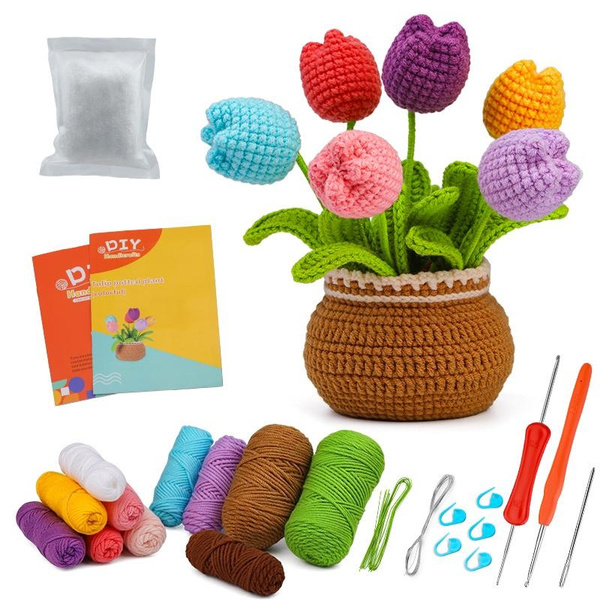 Flower Style Crochet Kit for Beginners Starter DIY Craft Complete ...