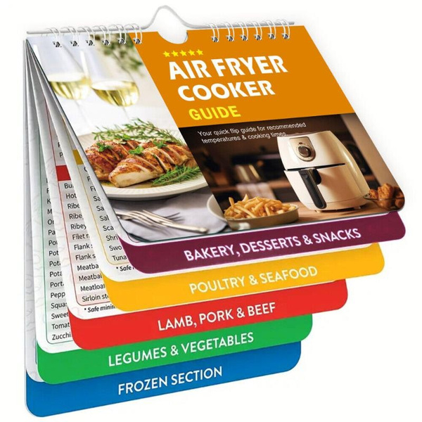 Air Fryer Cheat Sheet Magnets Cooking Guide Booklet Over 200 Foods, Air ...