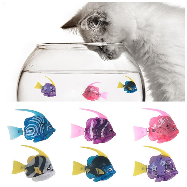 Electric Fish Cat Interactive Toy with Light Water Swimming Robot Fish ...