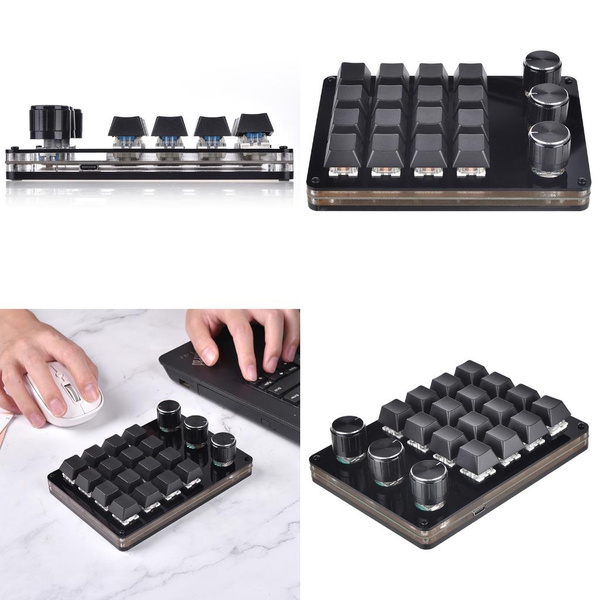 16 Key Macro Programmable Keyboard Mini Mechanical Gaming Macro Keyboard 3 Knob KeyPad Hot Swap ...
