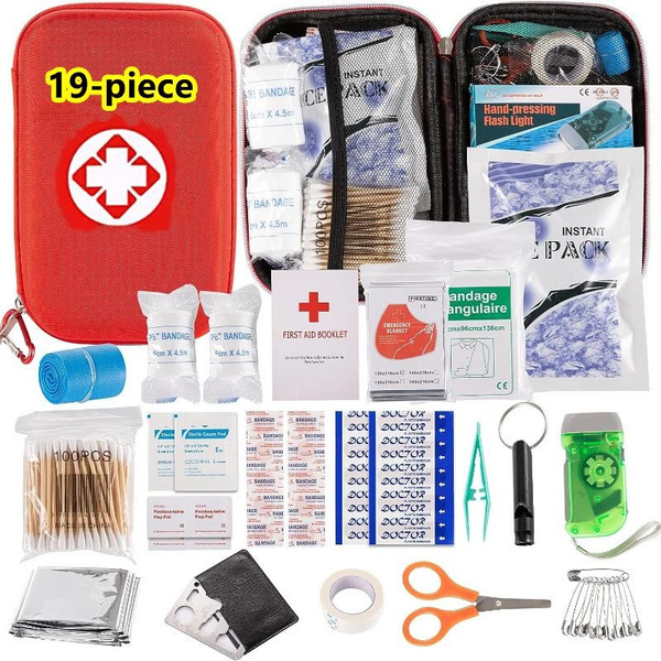 19-Piece First Aid Kit Waterproof Medical Emergency Equipment Survival ...