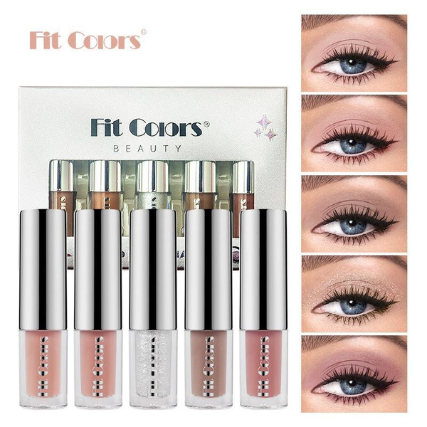 5 liquid eye shadow sets, 4 matte +1 glitter, and use matte to brighten eye shadow. | Wish