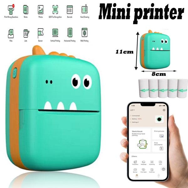 New A8 Dinosaur Mini Printer Photo Printer Inkless Bluetooth Thermal ...