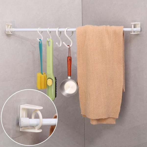 Punch-free Curtain Rod Holder Clamp Hook 360 Rotation Adjustable ...