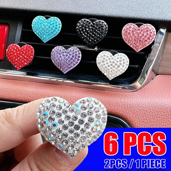 Heart-shaped Car Air Outlet Clip Creative Rhinestone Car Air ...