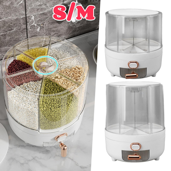 Rice Grain Storage Container 360 Rotating Grain Storage Food Dispenser ...