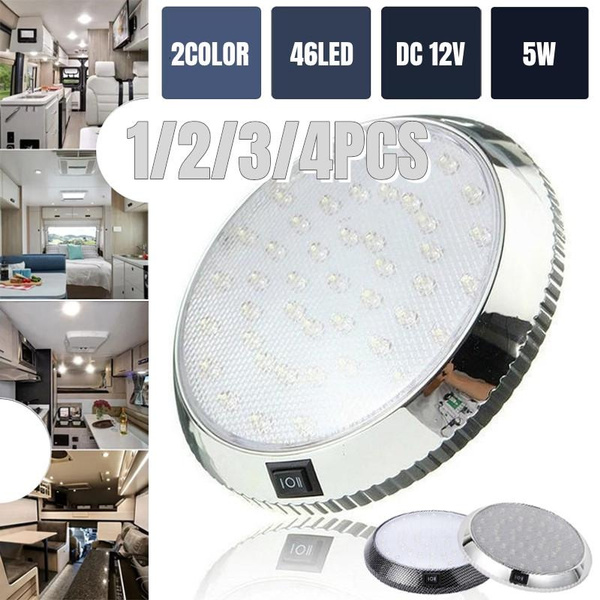 1/2/3/4PCS Car Round Ceiling Dome Roof Light 12V 46LED Interior Light ...