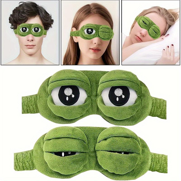 Soft Plush Sleeping Eye Mask Travel Sad Frog Eye Mask Padded Rest Aid ...