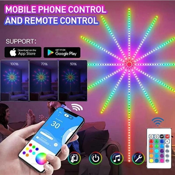 5V Waterproof LED Fireworks Light RGB Smart Bluetooth Light Bar APP ...