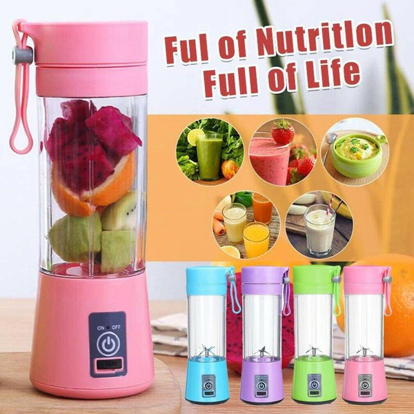 380ml 6 Leaf Portable Fruit Juicer Home Small Mini USB Rechargeable ...