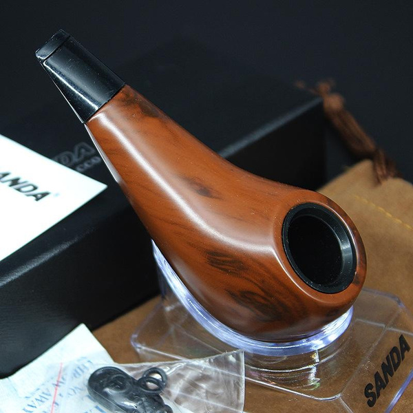 Short Style Tobacco Pipe Retro Handheld Cigarette Holder Wooden Printed ...